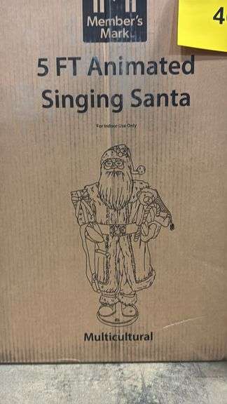5FT ANIMATED SINGING SANTA IN BOX - Earl's Auction Company