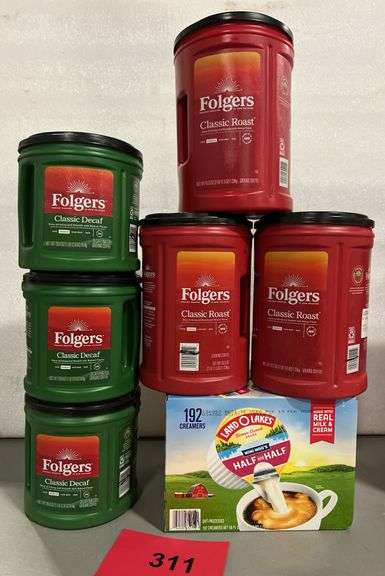 7PC COFFEE LOT - FOLGERS & CREAMER - Earl's Auction Company