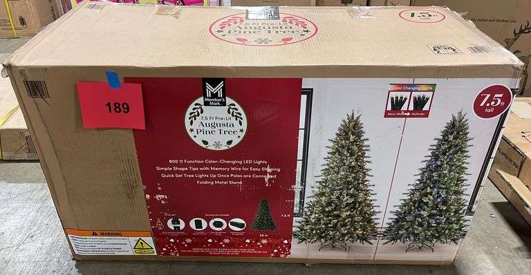7.5FT PRE LIT AUGUSTA PINE TREE IN BOX - Earl's Auction Company