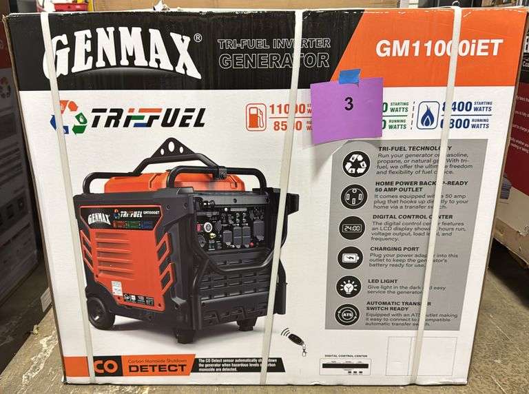 GENMAX TRI-FUEL INVERTER GENERATOR IN BOX - Earl's Auction Company