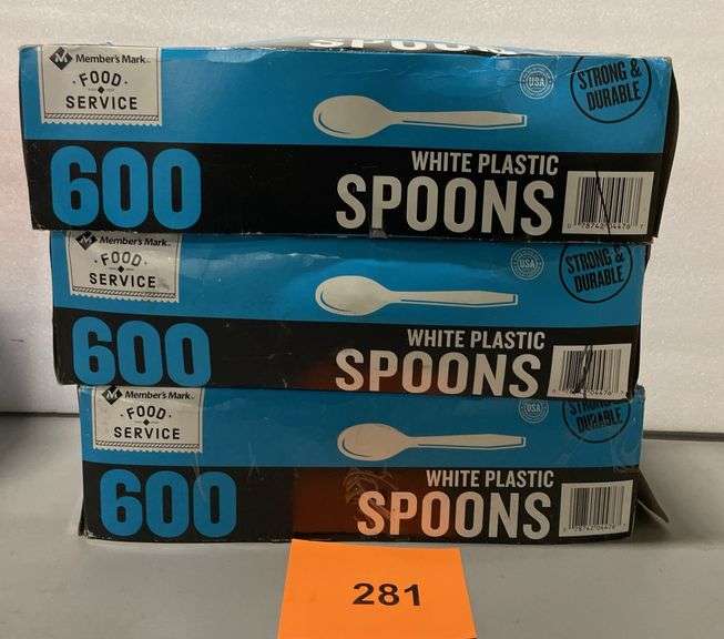 (3) BOXES OF PLASTIC SPOONS (600 PER BOX) - Earl's Auction Company