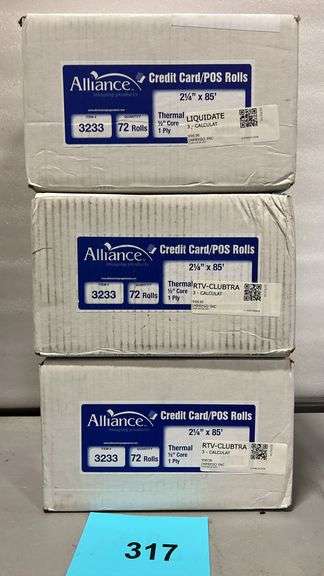 (3) BOXES OF ALLIANCE POS ROLLS - Earl's Auction Company