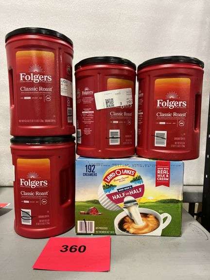 5PC COFFEE LOT - FOLGERS & CREAMER - Earl's Auction Company