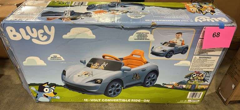KIDS BLUEY 12V CONVERTIBLE RIDE ON IN BOX - Earl's Auction Company