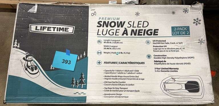 LIFETIME 2PC PREMIUM SNOW SLEDS IN BOX - Earl's Auction Company