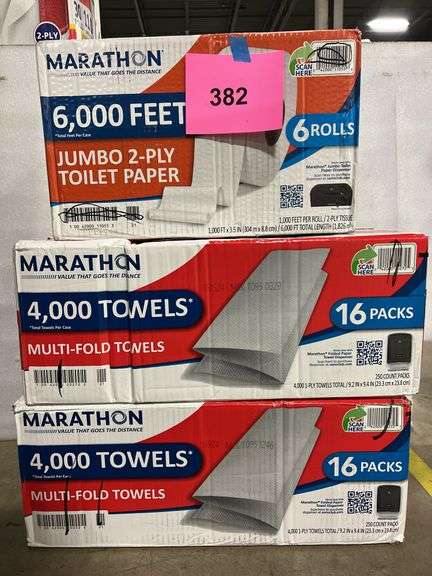 BOX OF MARATHON TOILET PAPER & (2) BOXES OF PAPER TOWELS - Earl's ...