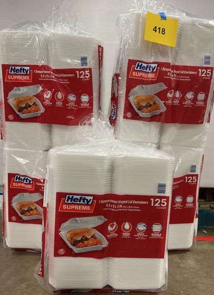 (5) PACKS OF HEFTY FOAM CONTAINERS - Earl's Auction Company