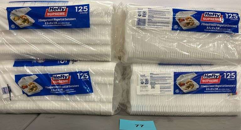 (4) PACKS OF HEFTY FOAM CONTAINERS - Earl's Auction Company