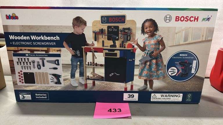 BOSCH KIDS WOODEN WORKBENCH IN BOX - Earl's Auction Company