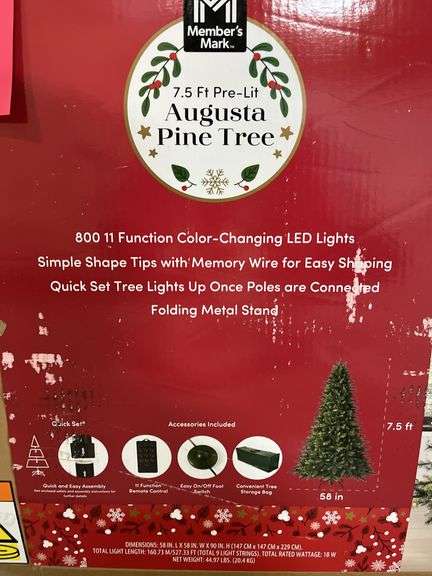 7.5FT PRE LIT AUGUSTA PINE TREE IN BOX - Earl's Auction Company