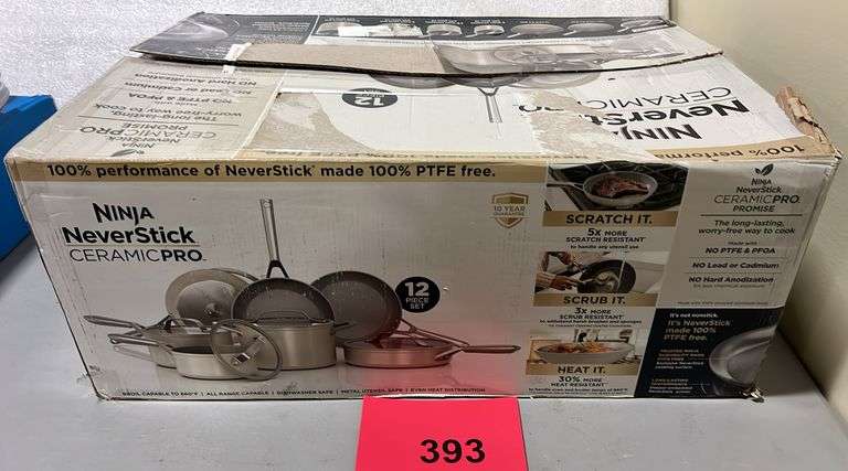 NINJA NEVERSTICK CERAMIC PRO 12PC COOKWARE SET IN BOX - Earl's Auction ...
