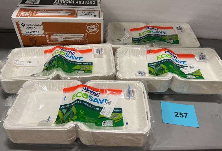 5PC DISPOSABLE SERVEWARE LOT - CUTLERY & CONTAINERS - Earl's Auction ...