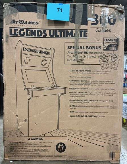 ATGAMES LEGENDS ULTIMATE ARCADE GAME CABINET IN BOX - Earl's Auction ...