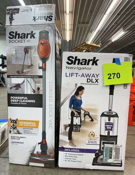 AS IS - (2) SHARK VACUUMS IN BOXES - Earl's Auction Company