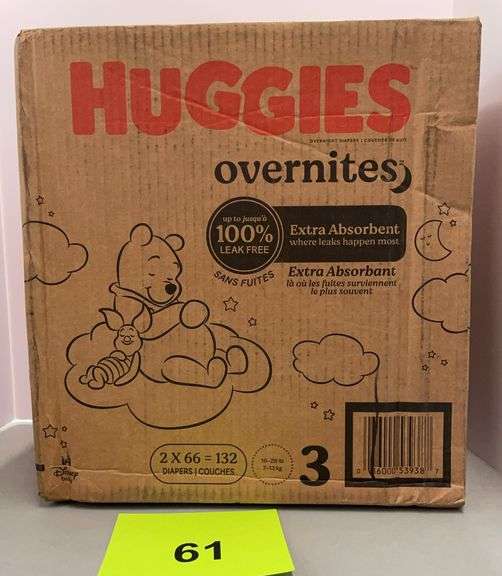 BOX OF HUGGIES DIAPERS - SIZE 3 - Earl's Auction Company