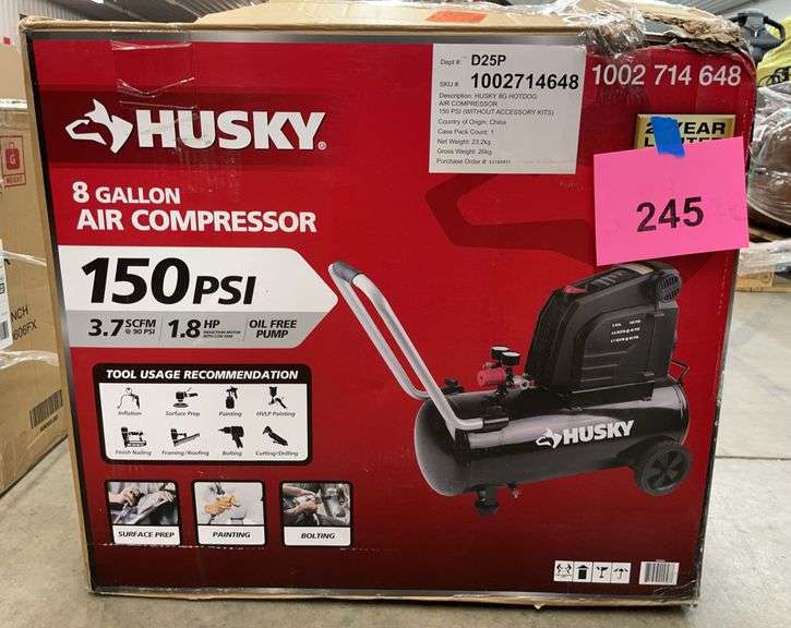 HUSKY 8 GAL AIR COMPRESSOR IN BOX - Earl's Auction Company