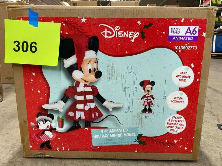 DISNEY 4FT ANIMATED HOLIDAY MINNIE MOUSE IN BOX - Earl's Auction Company