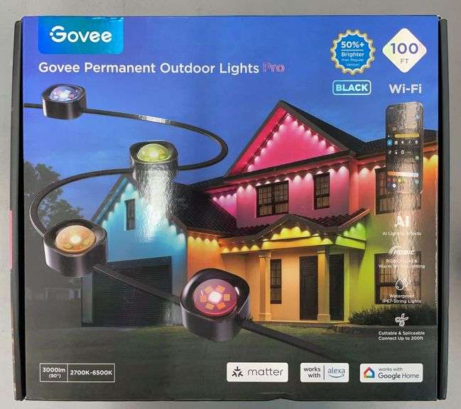 NEW GOVEE PERMANENT OUTDOOR LIGHTS PRO IN BOX - BLACK - Earl's Auction ...