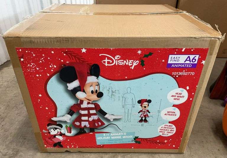 DISNEY 4FT ANIMATED HOLIDAY MINNIE MOUSE IN BOX - Earl's Auction Company