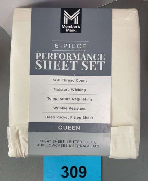 QUEEN 6PC PERFORMANCE SHEET SET - CREAM - Earl's Auction Company