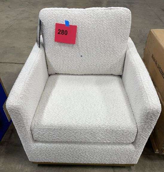 COLE & RYE FABRIC SWIVEL CHAIR - WHITE - Earl's Auction Company