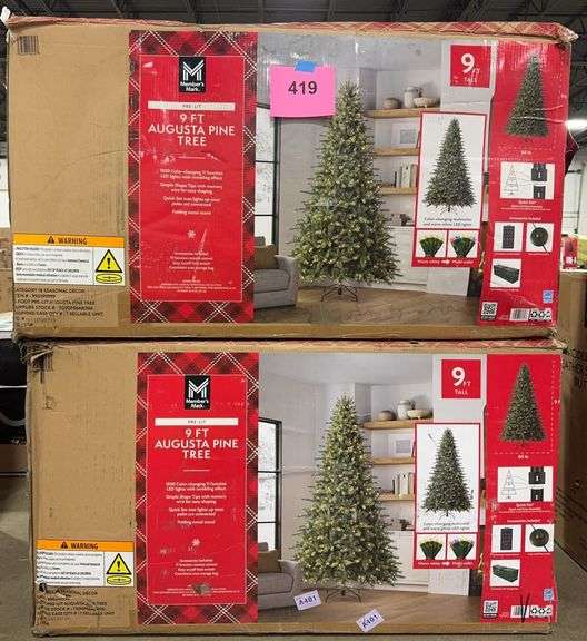 AS IS - (2) 9FT PRE LIT AUGUSTA PINE TREES IN BOX - Earl's Auction Company