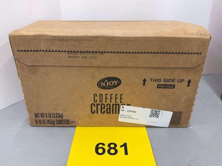(1) BOX OF NJOY COFFEE CREAMER CANISTERS - Earl's Auction Company