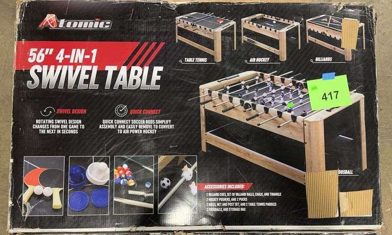 ATOMIC 56" 4-IN-1 SWIVEL TABLE IN BOX - Earl's Auction Company