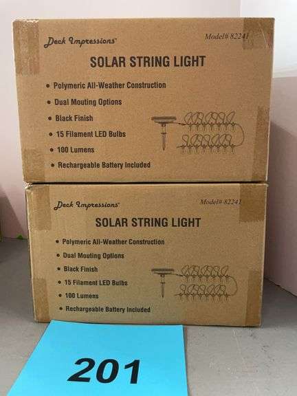 (2) DECK IMPRESSIONS SOLAR STRING LIGHTS IN BOXES - Earl's Auction Company