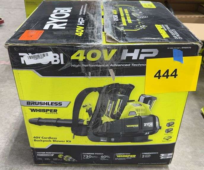 RYOBI 40V CORDLESS BACKPACK BLOWER KIT IN BOX - Earl's Auction Company