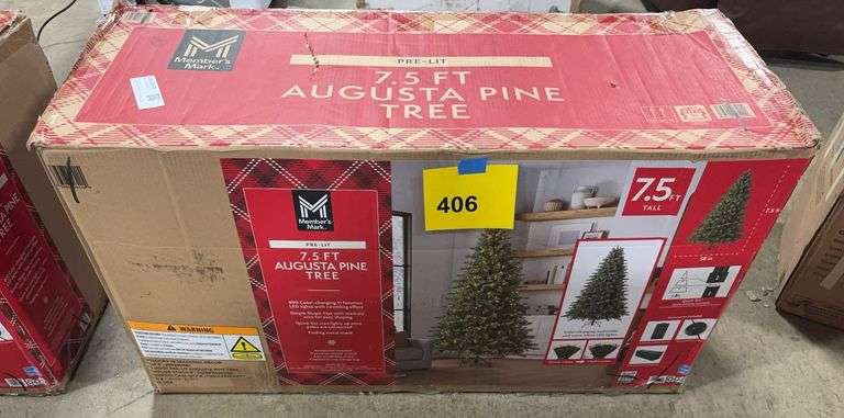 PRE-LIT 7.5FT AUGUSTA PINE TREE IN BOX - Earl's Auction Company