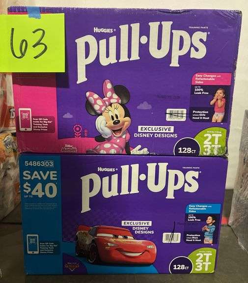 (2) BOXES OF HUGGIES PULL UPS DIAPERS - SIZE 2T/3T - Earl's Auction Company