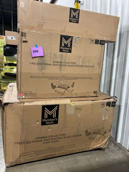 ATHENA 7PC SECTIONAL DEEP SEATING SET IN BOXES - BLACK & SLATE - Earl's ...