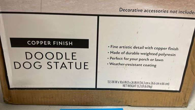 DOODLE DOG STATUE IN BOX - COPPER FINISH - Earl's Auction Company