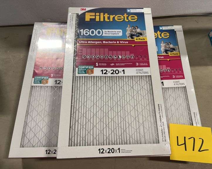 (3) PACKS OF FILTRETE 12x20x1 AIR FILTERS - Earl's Auction Company