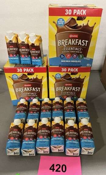 (3) BOXES OF BREAKFAST ESSENTIALS & (15) BOTTLES - Earl's Auction Company
