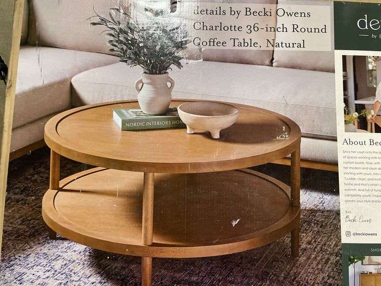BECKI OWENS CHARLOTTE 36" ROUND COFFEE TABLE IN BOX - NATURAL - Earl's ...