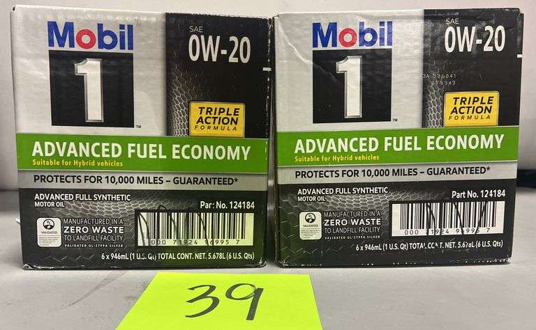 (2) BOXES OF MOBIL SYNTHETIC MOTOR OIL - Earl's Auction Company