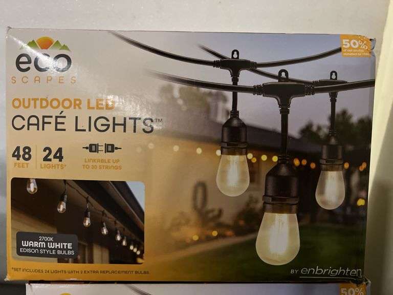 (2) BOXES OF ECO SCAPES OUTDOOR LED CAFE LIGHTS - Earl's Auction Company
