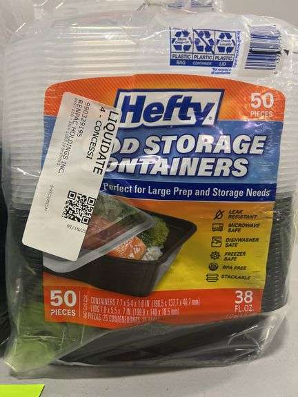 (6) PACKS OF HEFTY FOOD STORAGE CONTAINERS - Earl's Auction Company