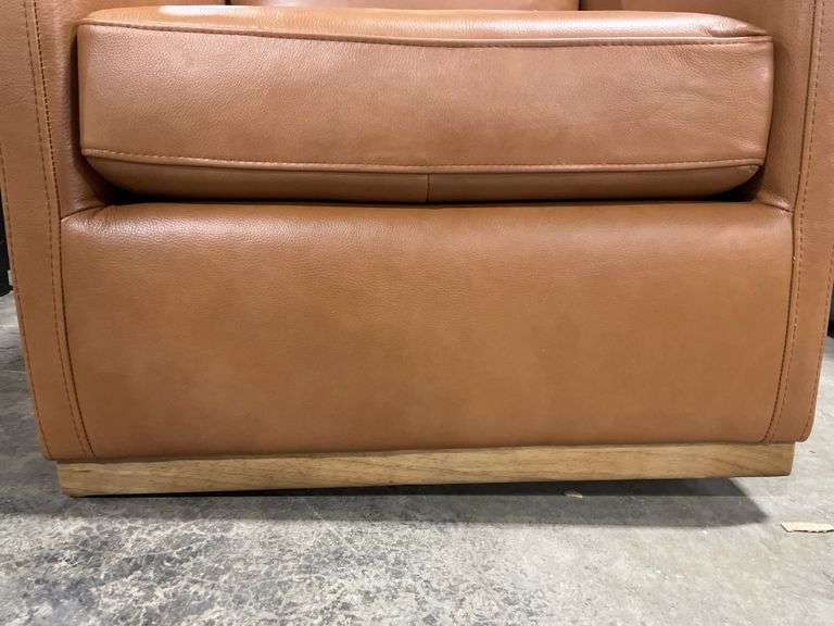 AS IS - COLE & RYE LEATHER FARMHOUSE SWIVEL CHAIR - BROWN - Earl's ...