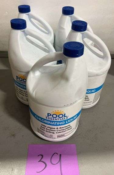 (5) JUGS OF POOL ESSENTIALS CHLORINATING LIQUID - Earl's Auction Company