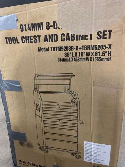 TARON 36" 8 DRAWER TOOL CHEST & CABINET SET IN BOXES - Earl's Auction ...