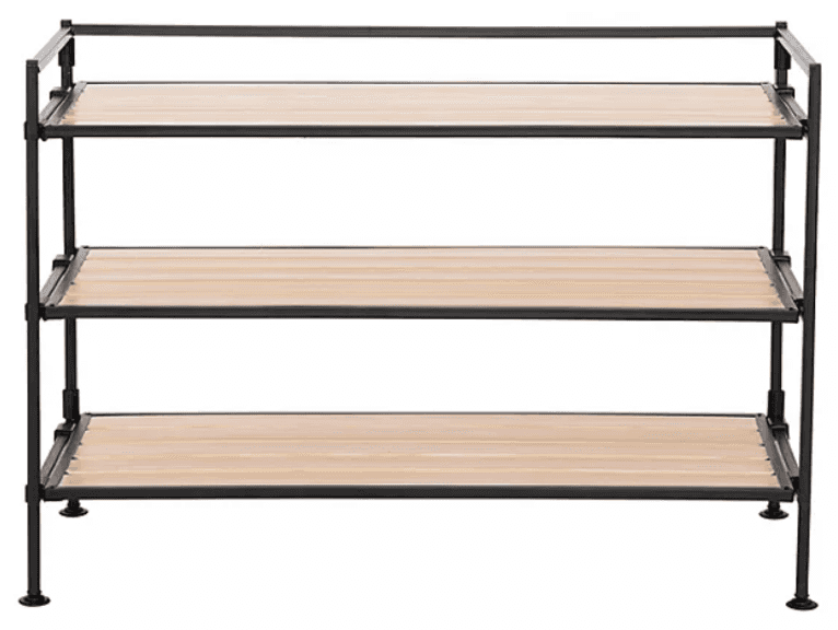 SEVILLE CLASSICS 3 TIER SLAT SHOE RACK IN BOX - BLACK/ WHITE OAK - Earl ...