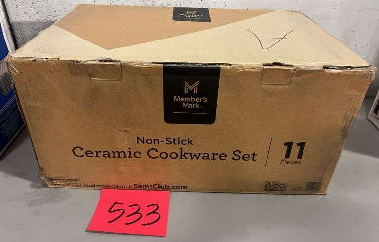 11PC CERAMIC COOKWARE SET IN BOX - CREAM - Earl's Auction Company