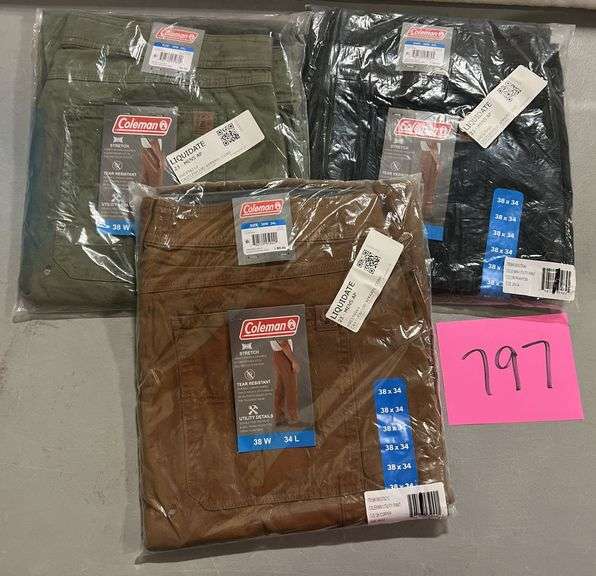 (3) PAIRS OF MENS COLEMAN PANTS - SIZE 38x34 - Earl's Auction Company