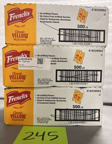 (3) BOXES OF FRENCHS YELLOW MUSTARD PACKETS - Earl's Auction Company