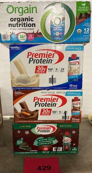 (4) BOXES OF PROTEIN SHAKES - ORGAIN & PREMIER PROTEIN - Earl's Auction ...