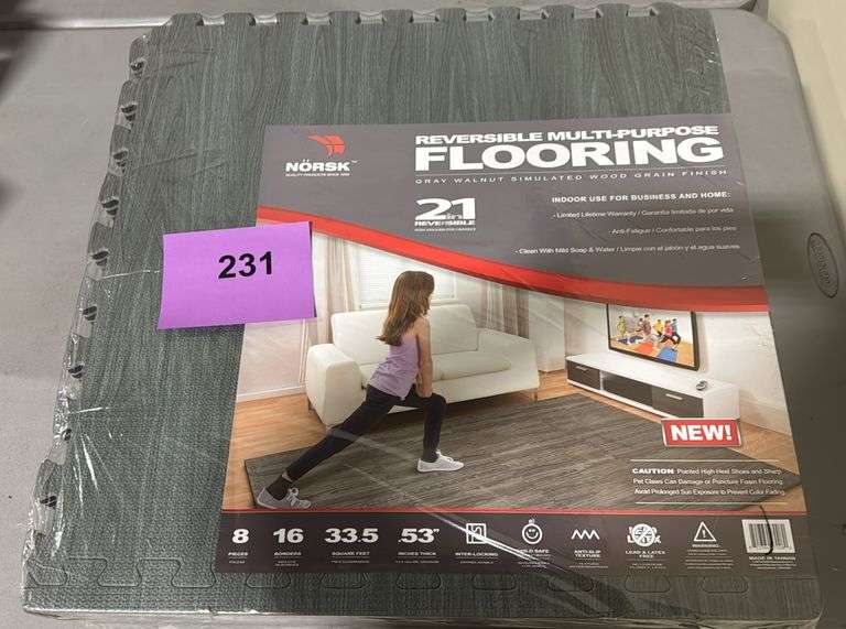 NORSK 8PC MULTI-PURPOSE FLOORING TILES - Earl's Auction Company