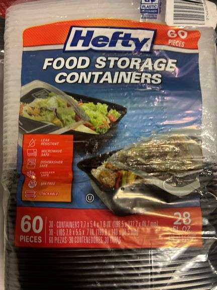 (5) PACKS OF HEFTY FOOD STORAGE CONTAINERS - Earl's Auction Company